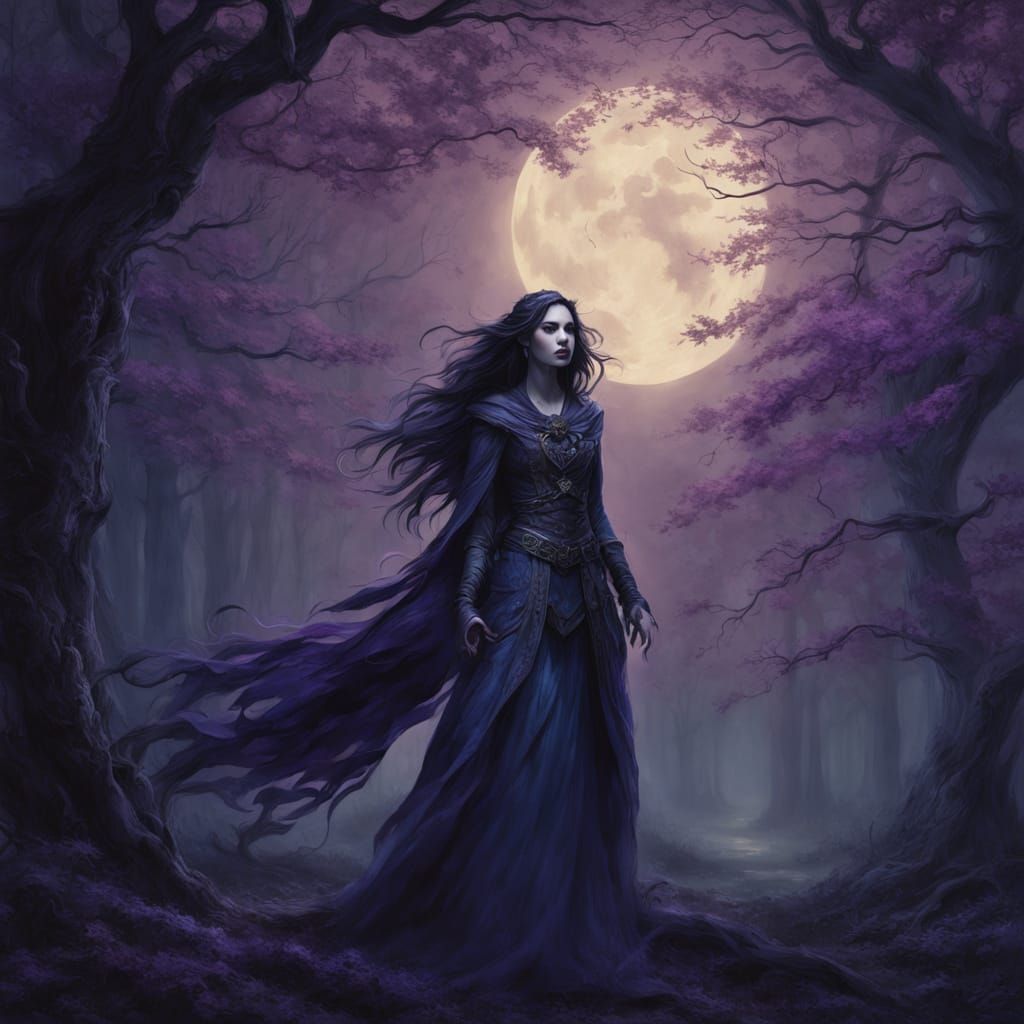 Banshee - Dark Fantasy Banshee Portrait in Muted Moonlit For...