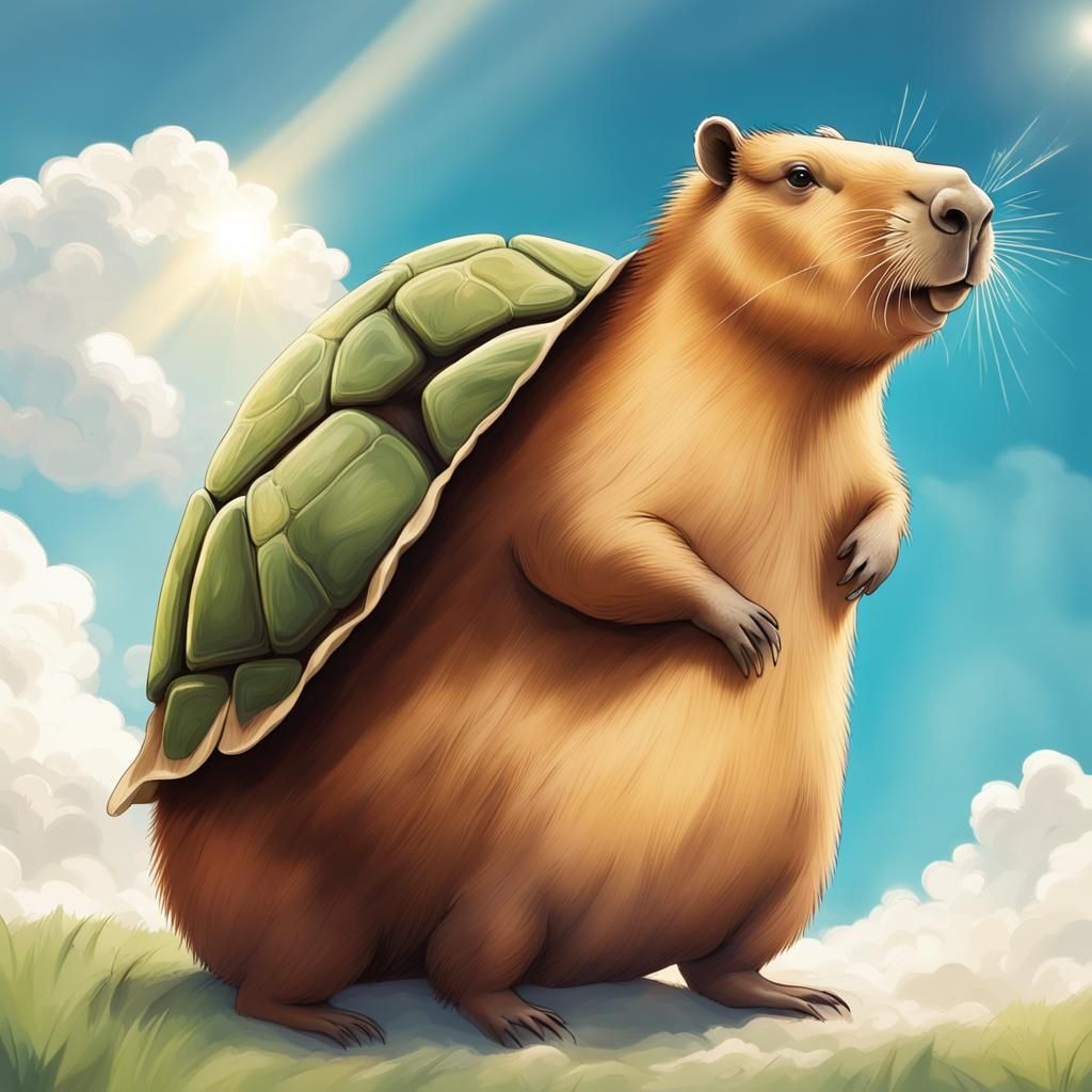 The Capytoise - Capybara and Tortoise in Divine Sunshine