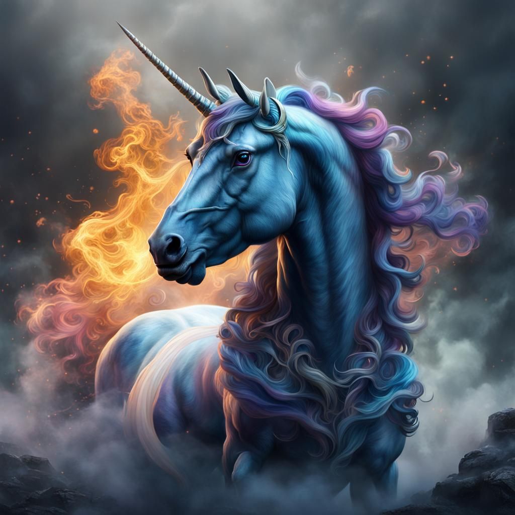 An unicorn made of smoke and fire - AI Generated Artwork - NightCafe ...