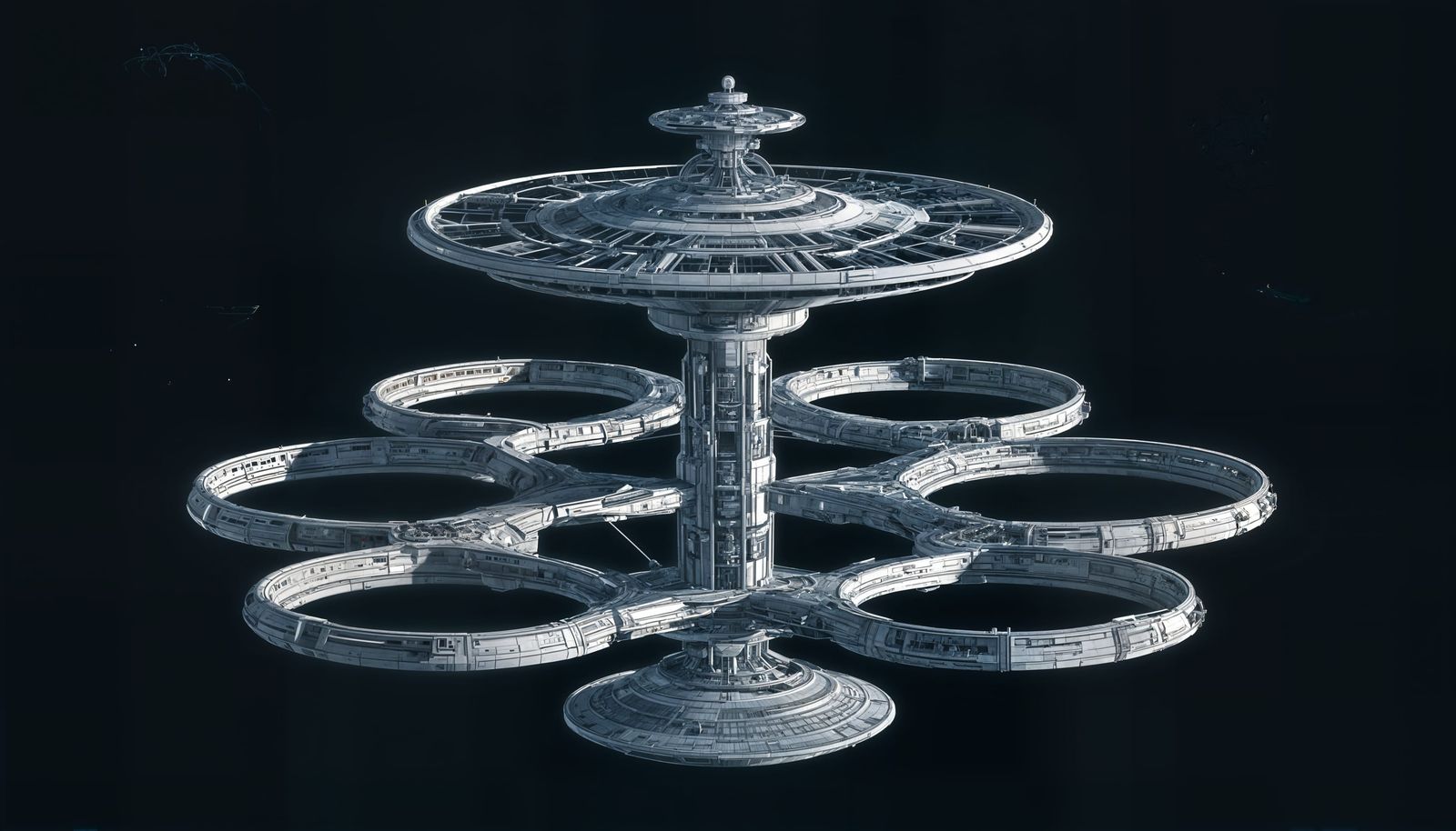 Blueprint of a futuristic starbase, technical drawing, detailed ...