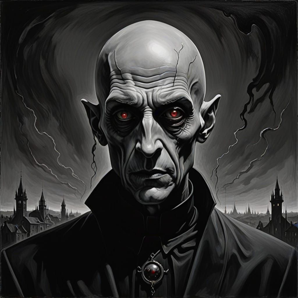 Gothic Horror Vampire in a Surrealist Dreamscape - AI Art