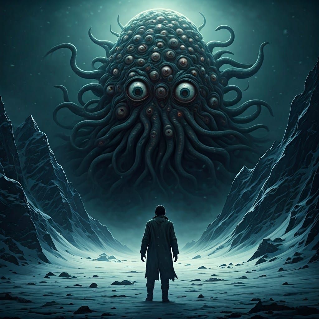 Cosmic Horror Night Terror in Desolate Mountain La... - AI Art