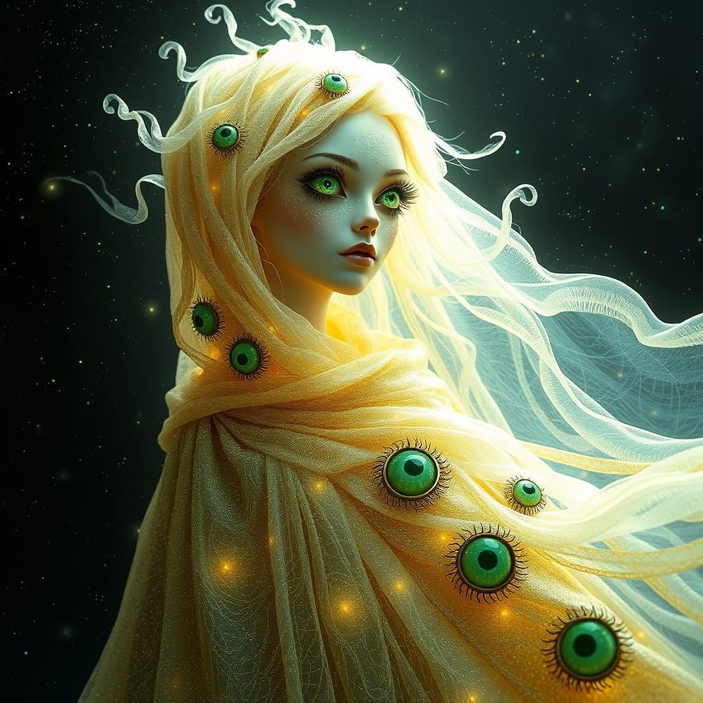 Eyes - Ethereal Goddess in Shimmering Stardust Robe