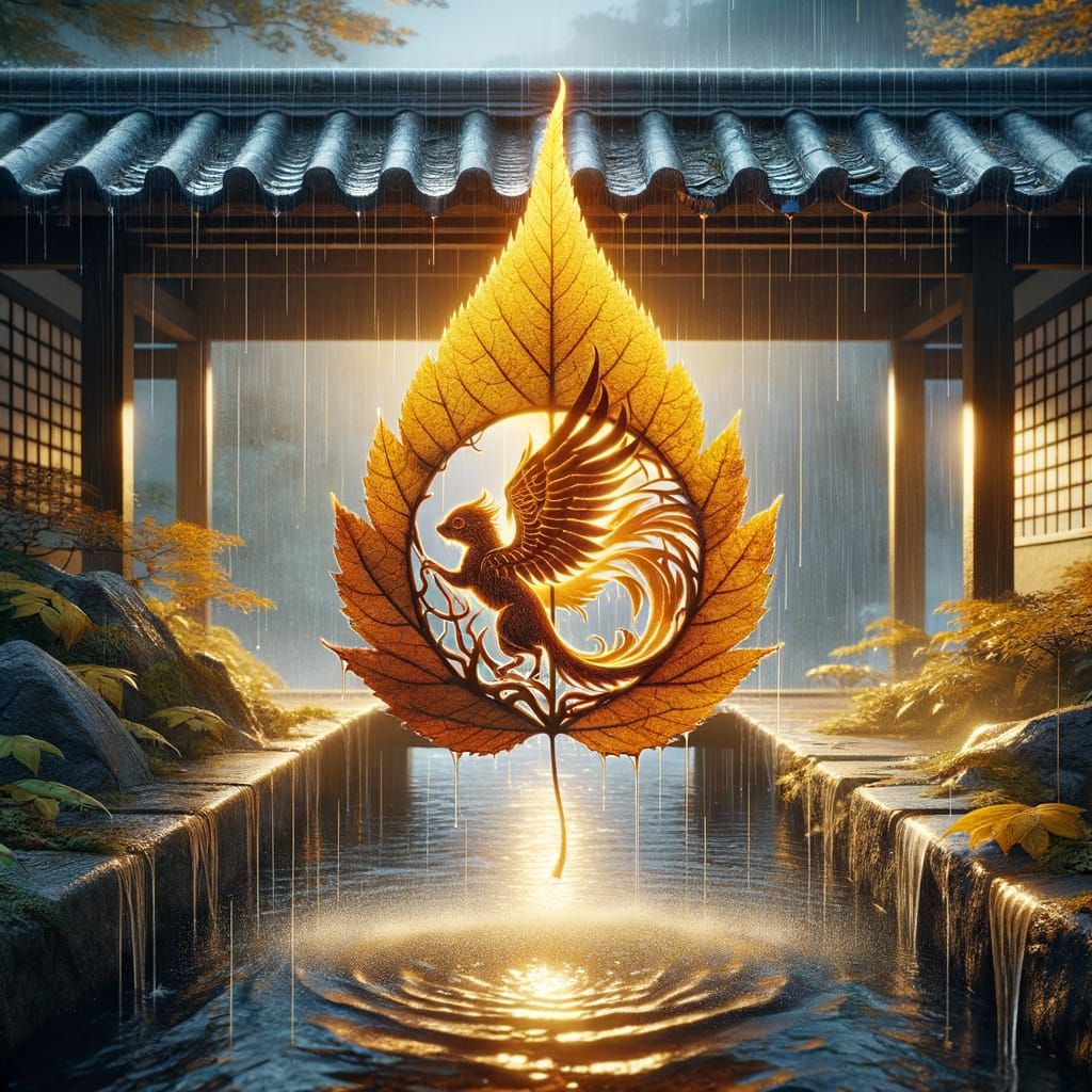 Papercut Phoenix Squirrel - Autumn Leaf Papercut Phoenix Squ...