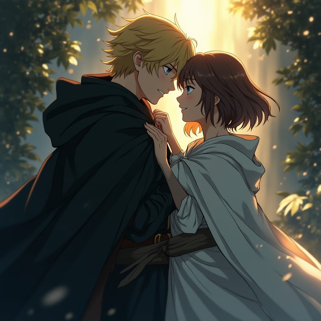 Mon mari & moi 😁🤍 - Ethereal Couple Embracing in Soft Gold...