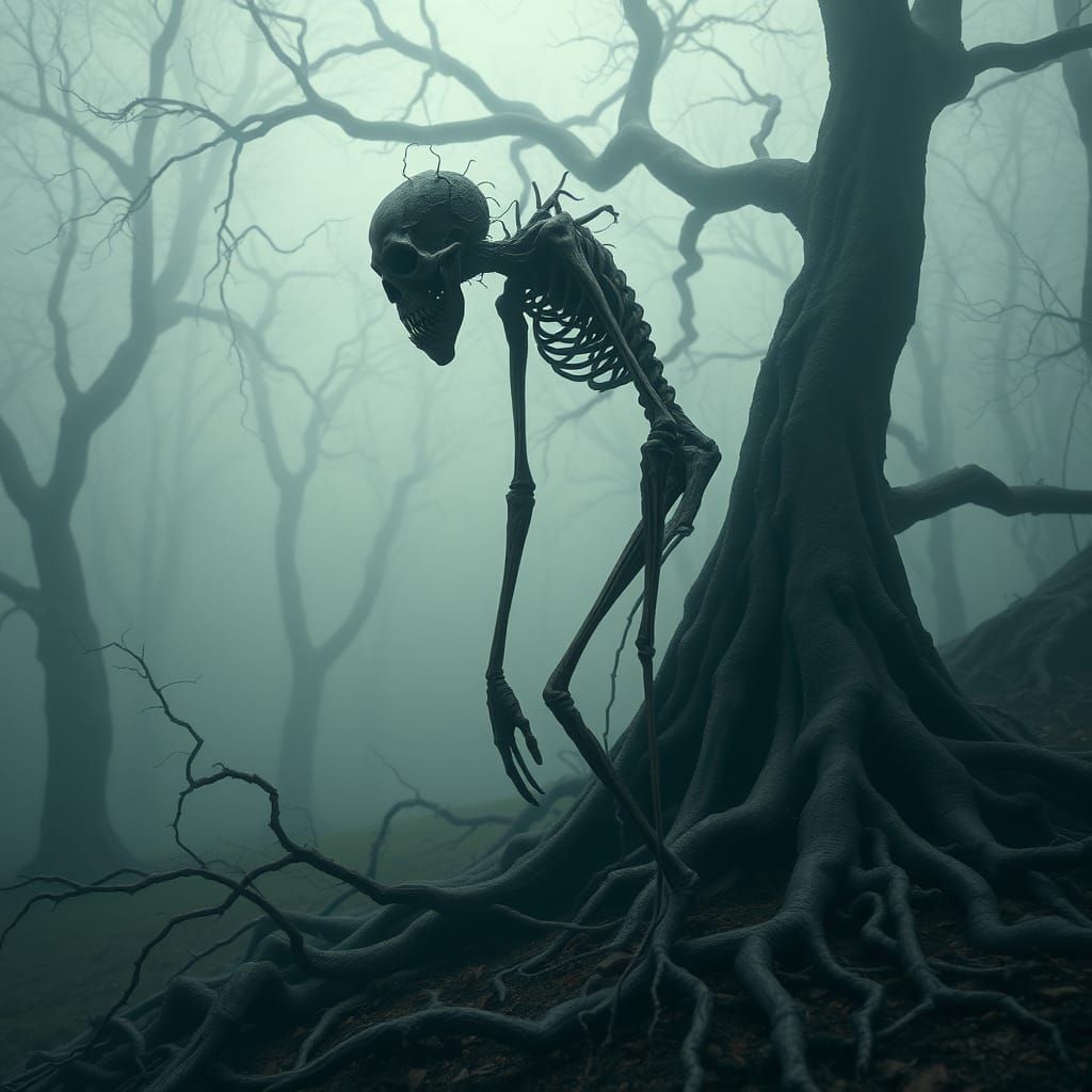 Grotesque Figure Emerges from Surreal, Biomechanic... - AI Art