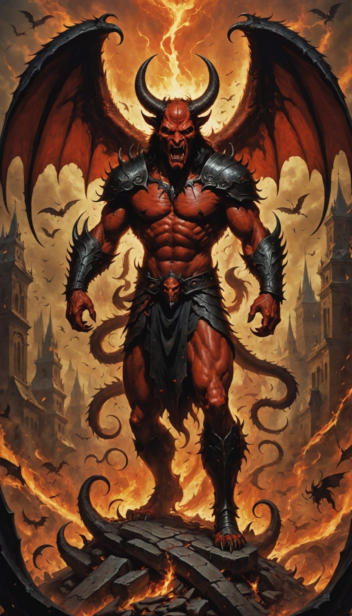devil - Majestic Devil Rises from Tartarus in Fiery Splendor