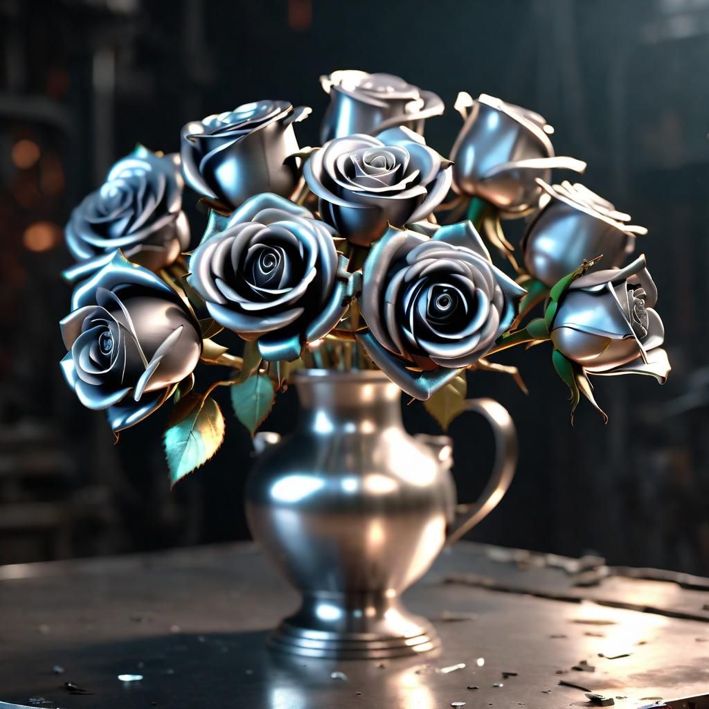 titanium roses - AI Generated Artwork - NightCafe Creator