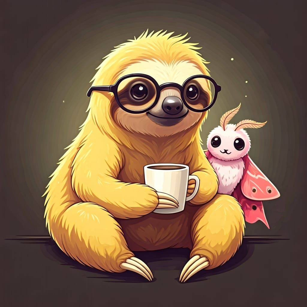 Chillin' with Palomita!!! - Anime Sloth and Moth Coffee Brea...