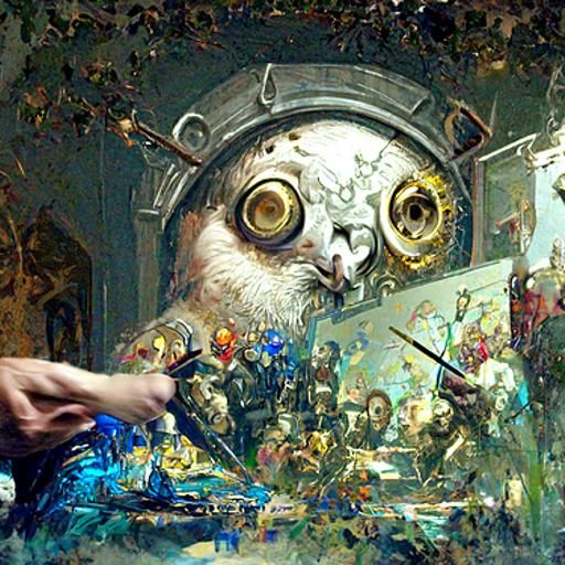 A Beautiful Clockwork Metal Owl renaissance painting trending on ...