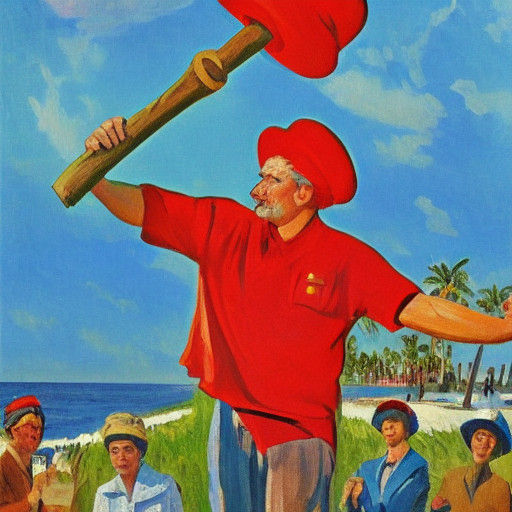 Soviet Mouse Celebrates Hanukkah on Sunny Beach - AI Art