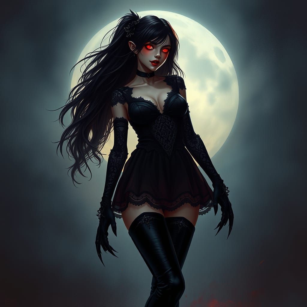 Ethereal Vampire in Twilight Shadows - AI Art