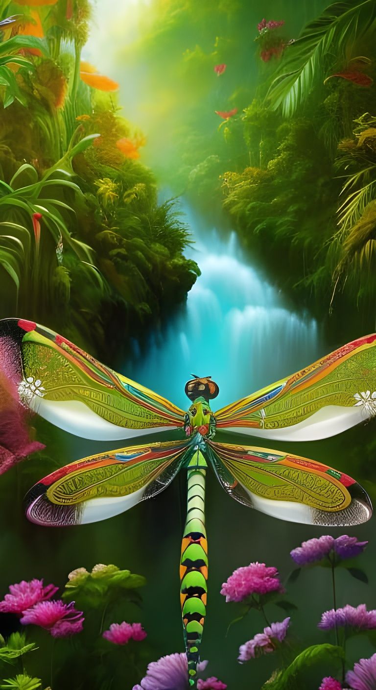 Wonderful dragonfly flight - AI Generated Artwork - NightCafe Creator