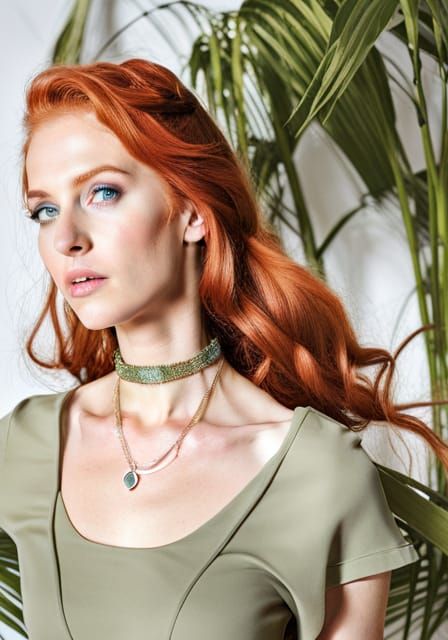 Redhead With Choker - AI Generated Artwork - NightCafe Creator