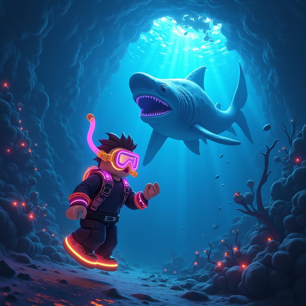 Fantastical Ocean Encounter: Roblox Player Catches... - AI Art