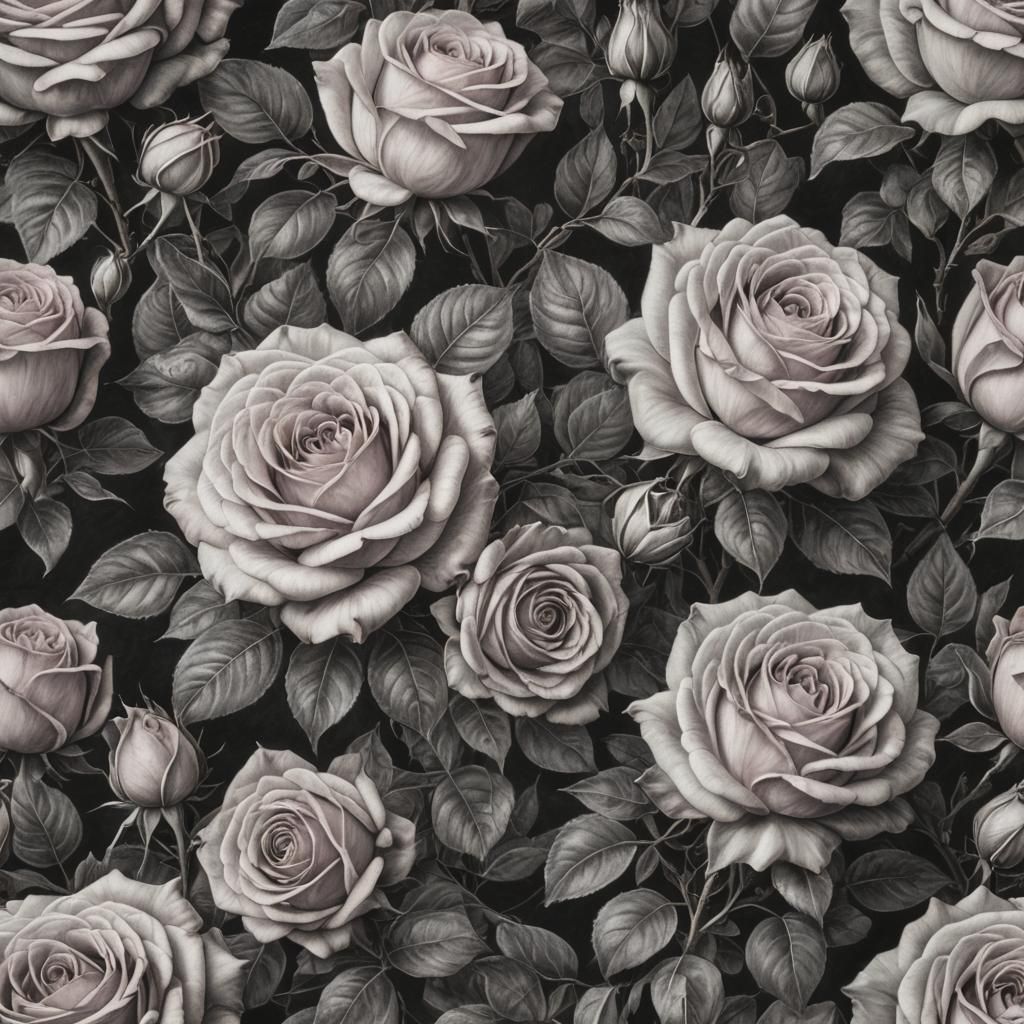 chalk art of detailed roses - AI Generated Artwork - NightCafe Creator