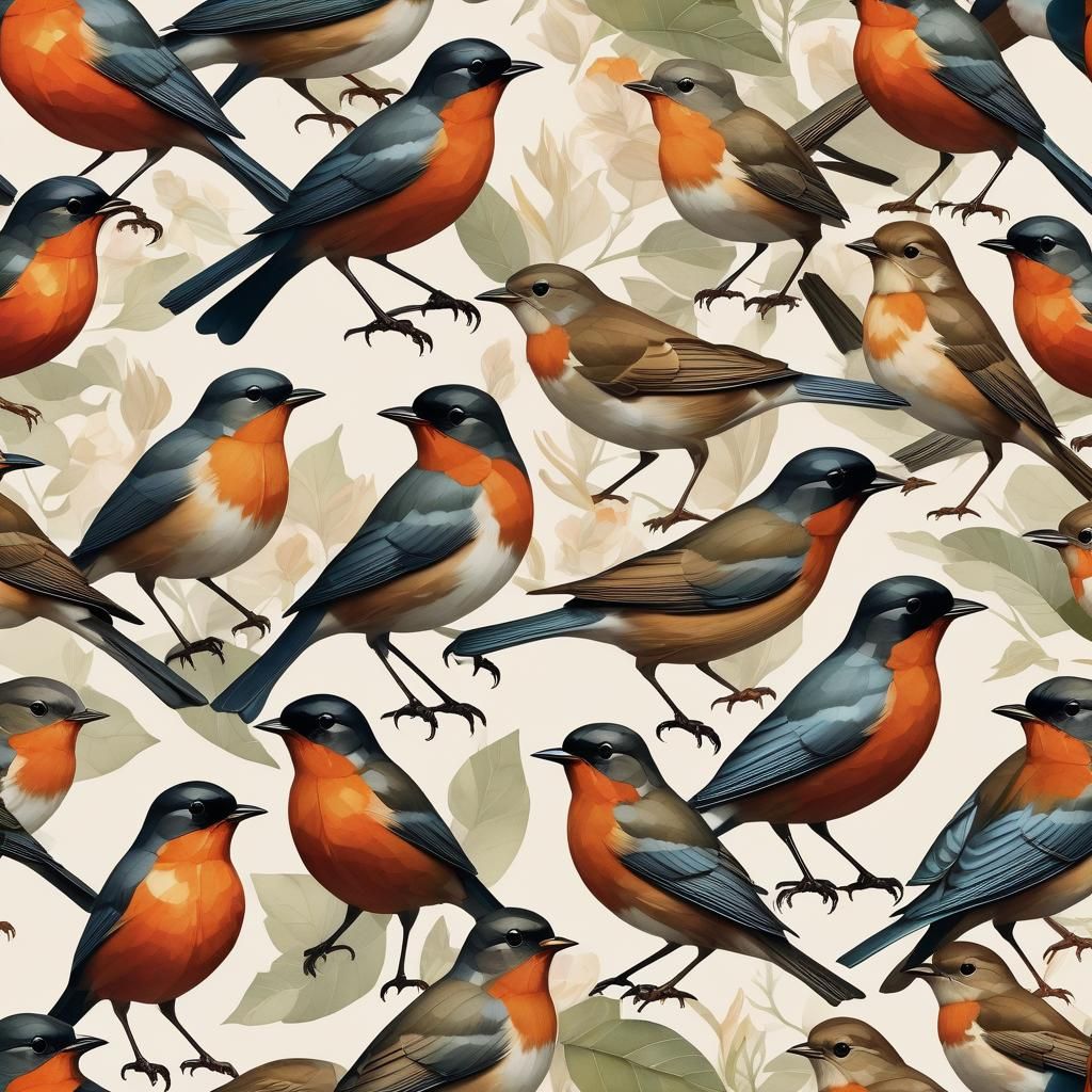 A flock of robins taking flight, 🐦🐦🐦{precisionism: 1.4}, swirling ...