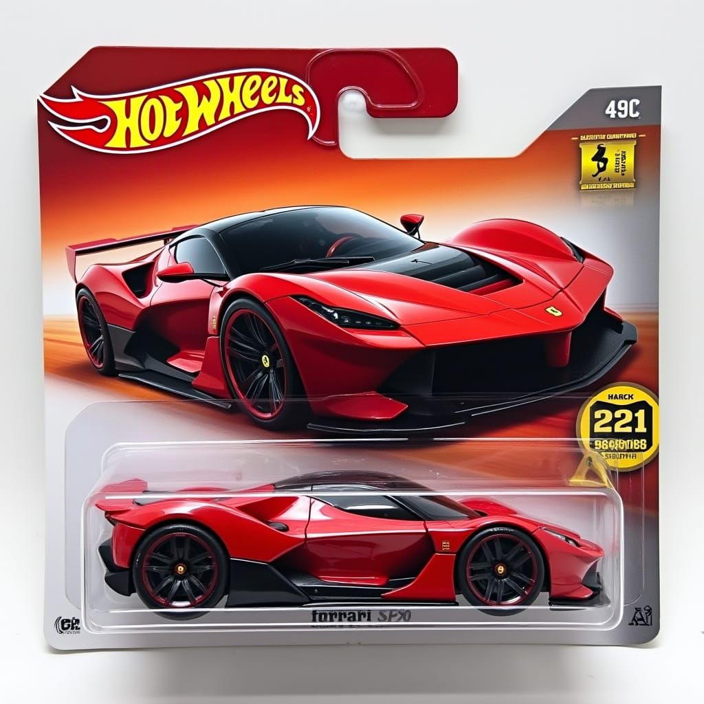 Ferrari SF90 Hot Wheels Blister Pack Design - AI Art