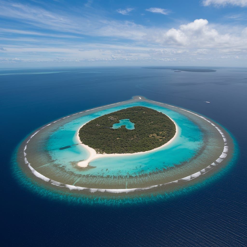 Pendant Island - Island Shaped Like a Hook in Ocean Depths