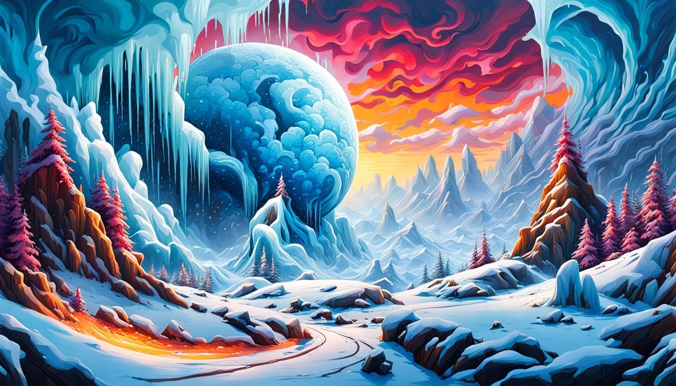 ""Epic planet depicting Chaotic winter environment , detailed ice and ...