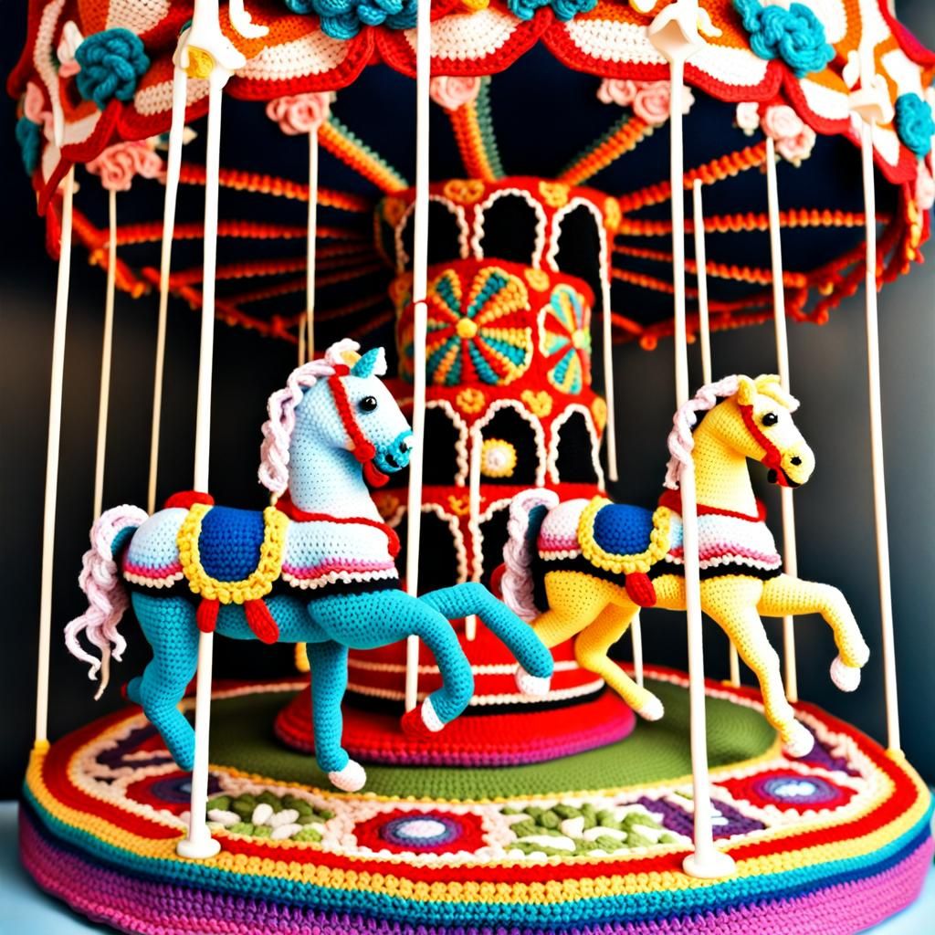Crocheted carousel - AI Generated Artwork - NightCafe Creator