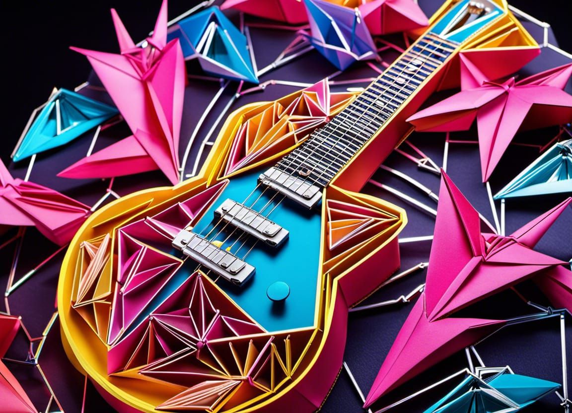 Origami Guitar - AI Generated Artwork - NightCafe Creator