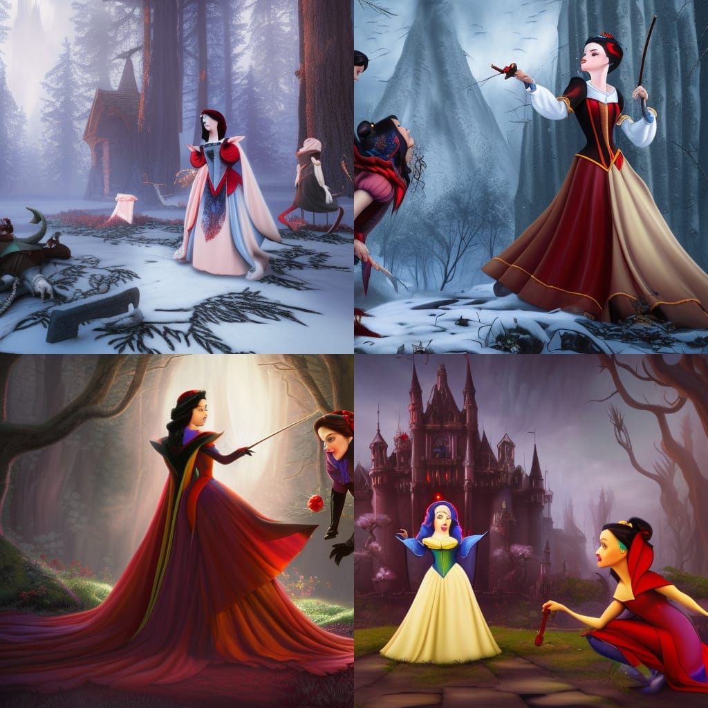 evil snow white, snow white killing the evil queen, fairy tale - AI ...
