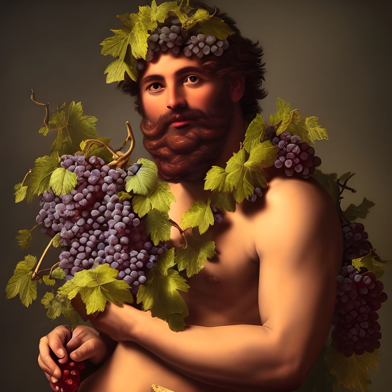 Bacchus. - Bacchus: Roman God of Wine in Hyperrealistic Port...