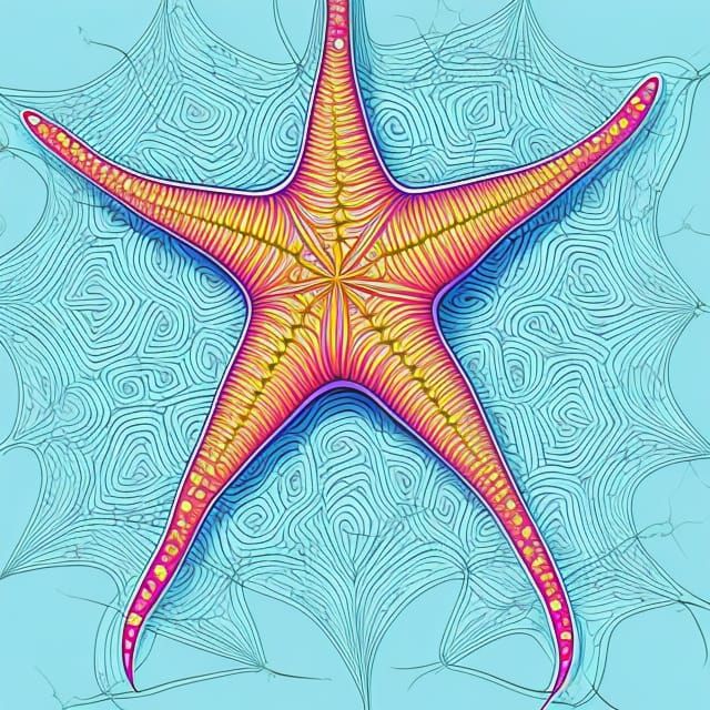 Starfish, full body, no deformed body parts, vector fractal, bright ...