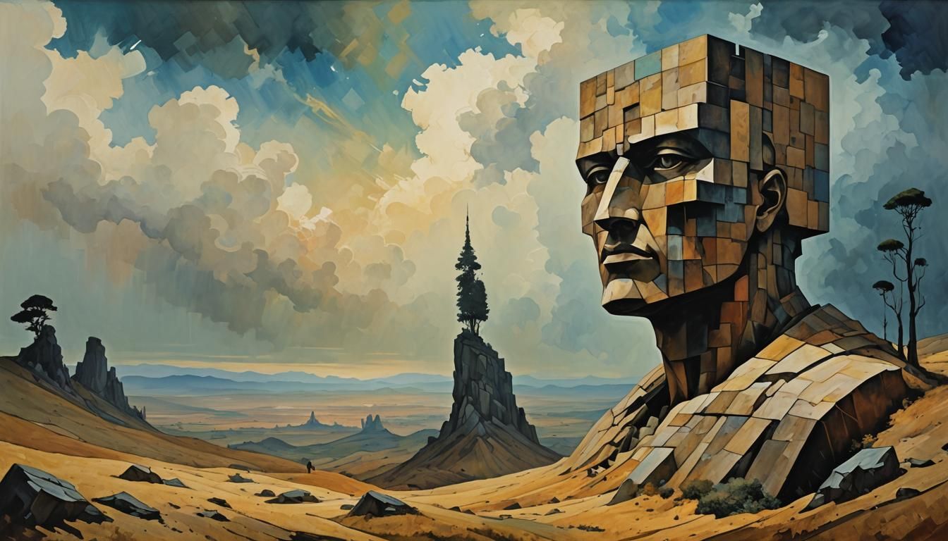 Tamacun in Cubist Minimalist Acrylic Art Style - AI Art