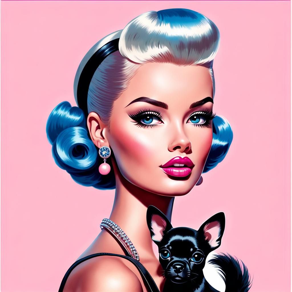 Punk rock blue barbie with her puppy - AI Generated Artwork - NightCafe ...