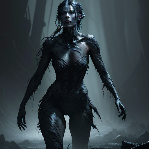 Mysterious Anomaly Woman in Eerie Darkness - AI Art