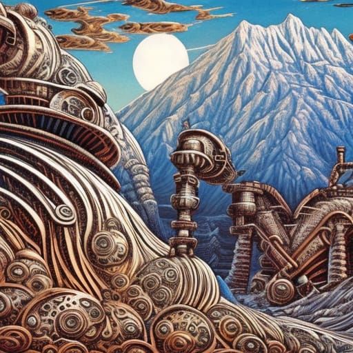 steampunk magical snowy mountain : r/nightcafe