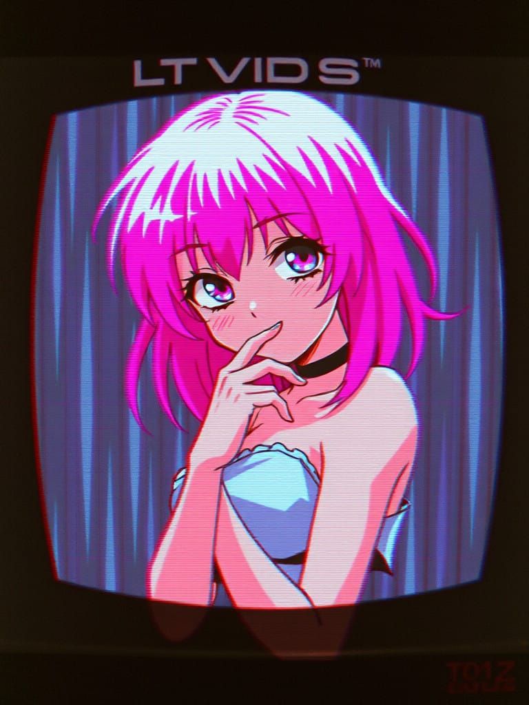 Anime Girl in Glitching Analog Horror Scene - AI Art