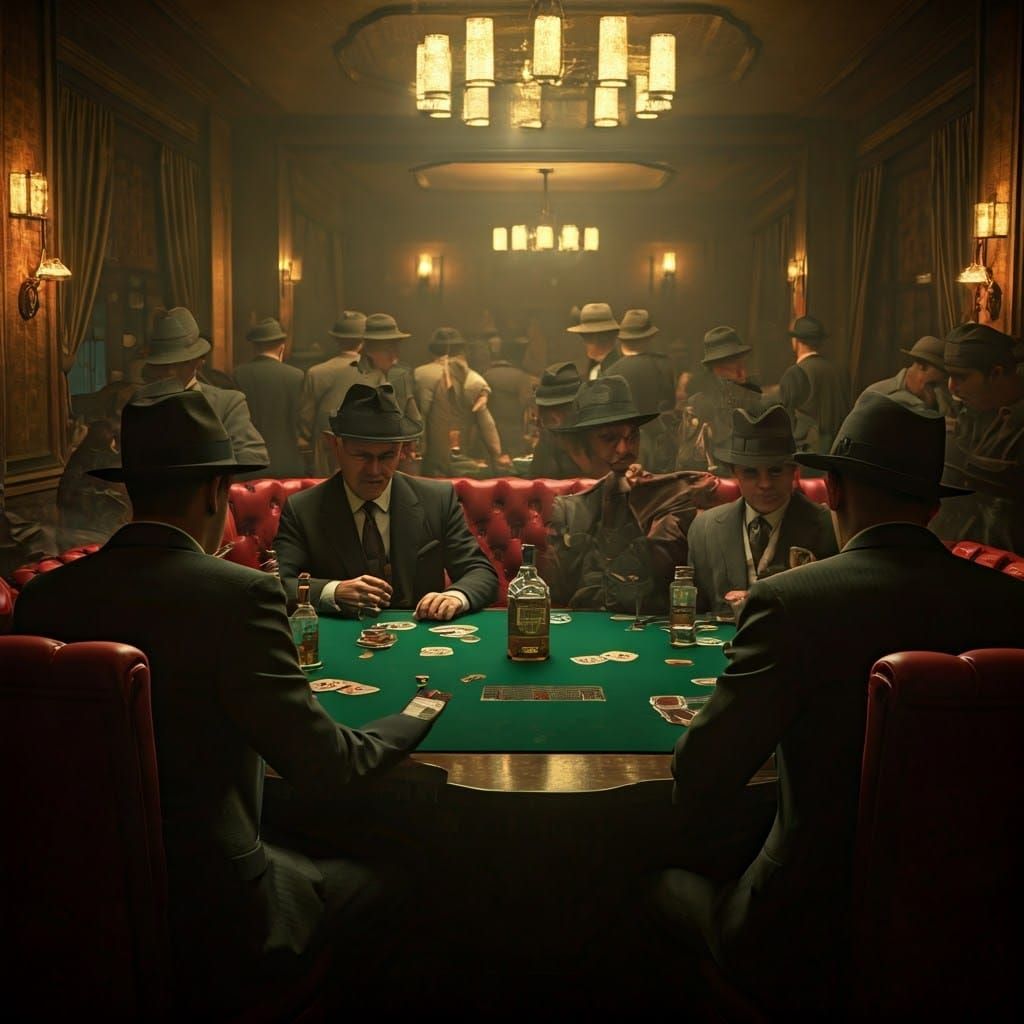 Underworld Mafia Men Gather in Smoky, Luxurious Lo... - AI Art