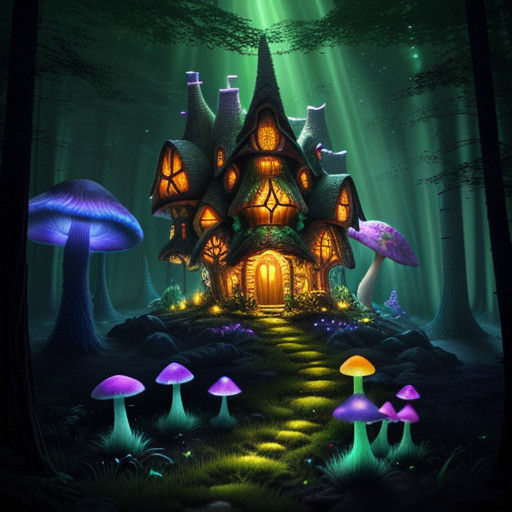 Ethereal Nightmare in a Bioluminescent Fantasy For... - AI Art