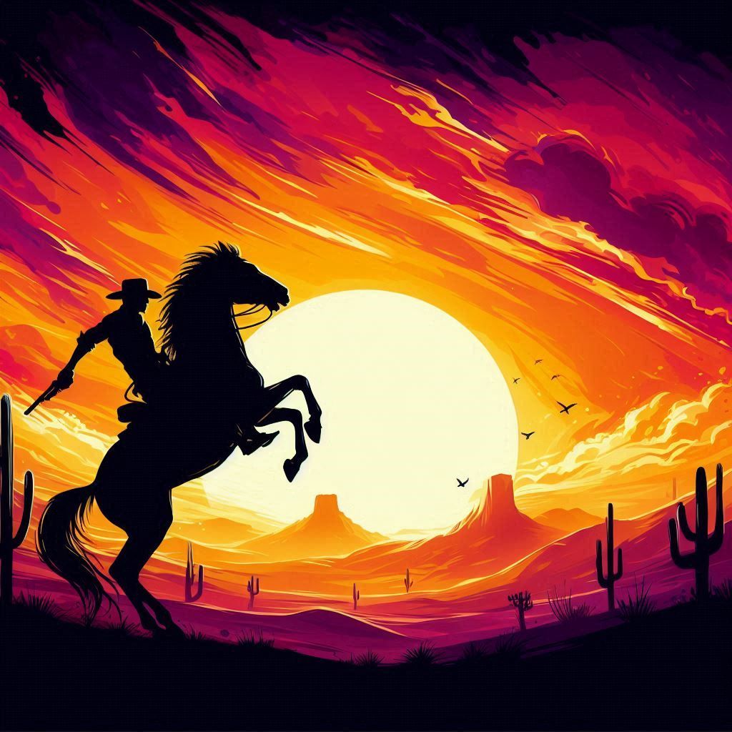 Cowboy against the sunset #1 - AI Generated Artwork - NightCafe Creator