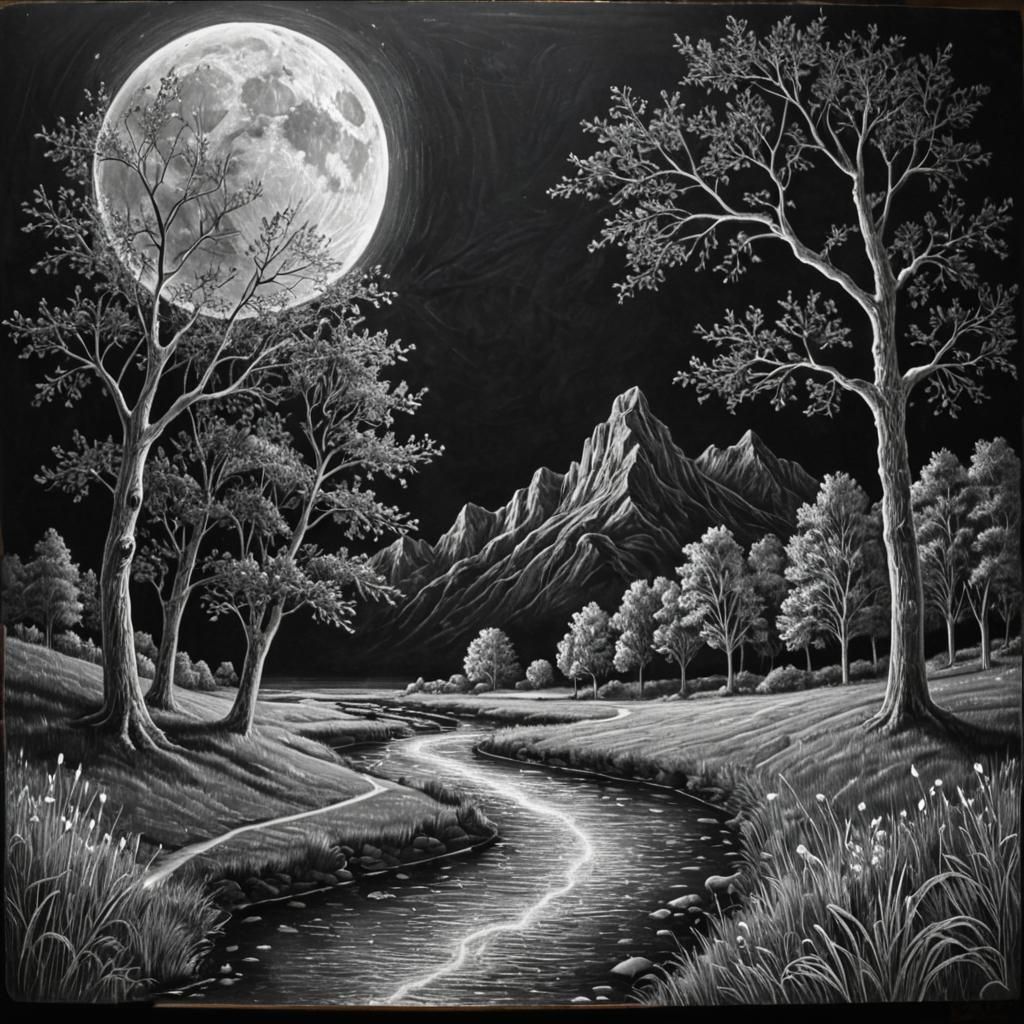 Chalk Moon - AI Generated Artwork - NightCafe Creator