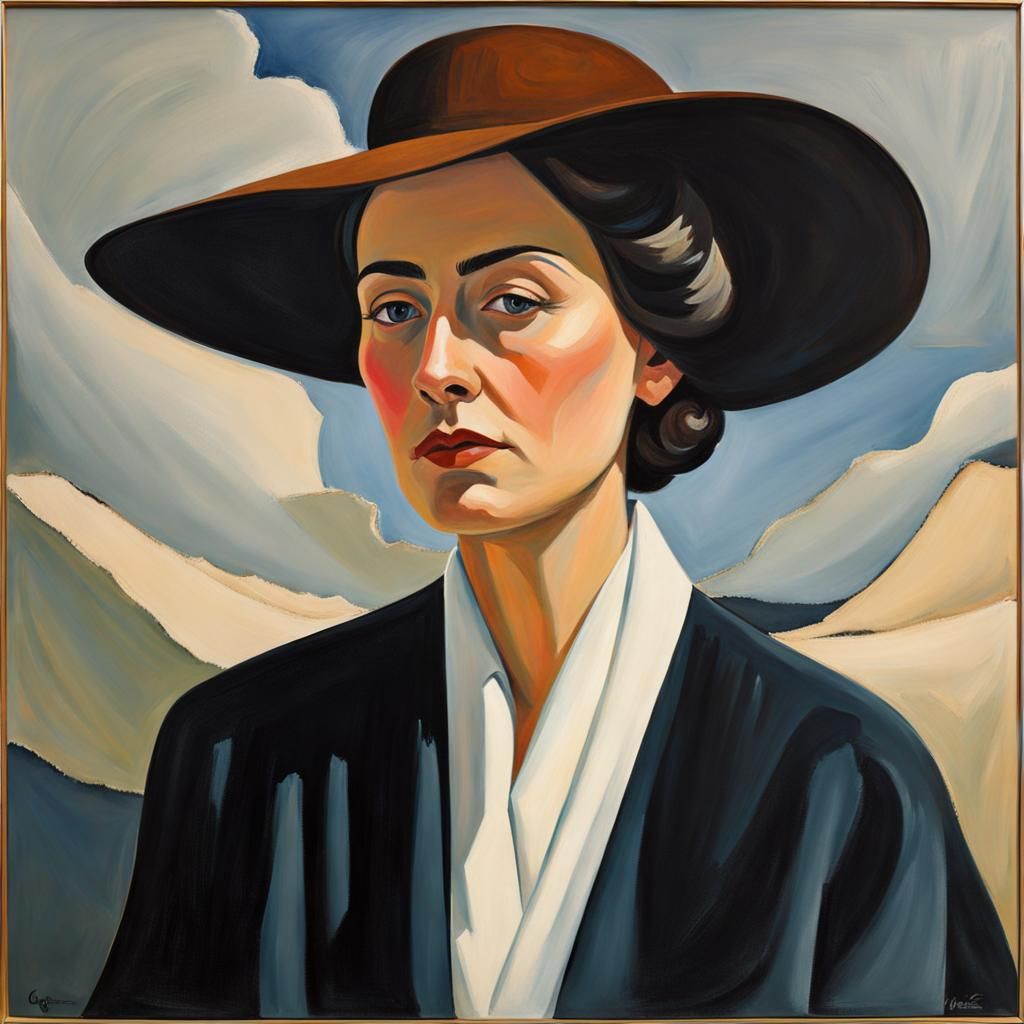 Portrait of Georgia O'Keeffe in style of John Marin - AI Generated ...