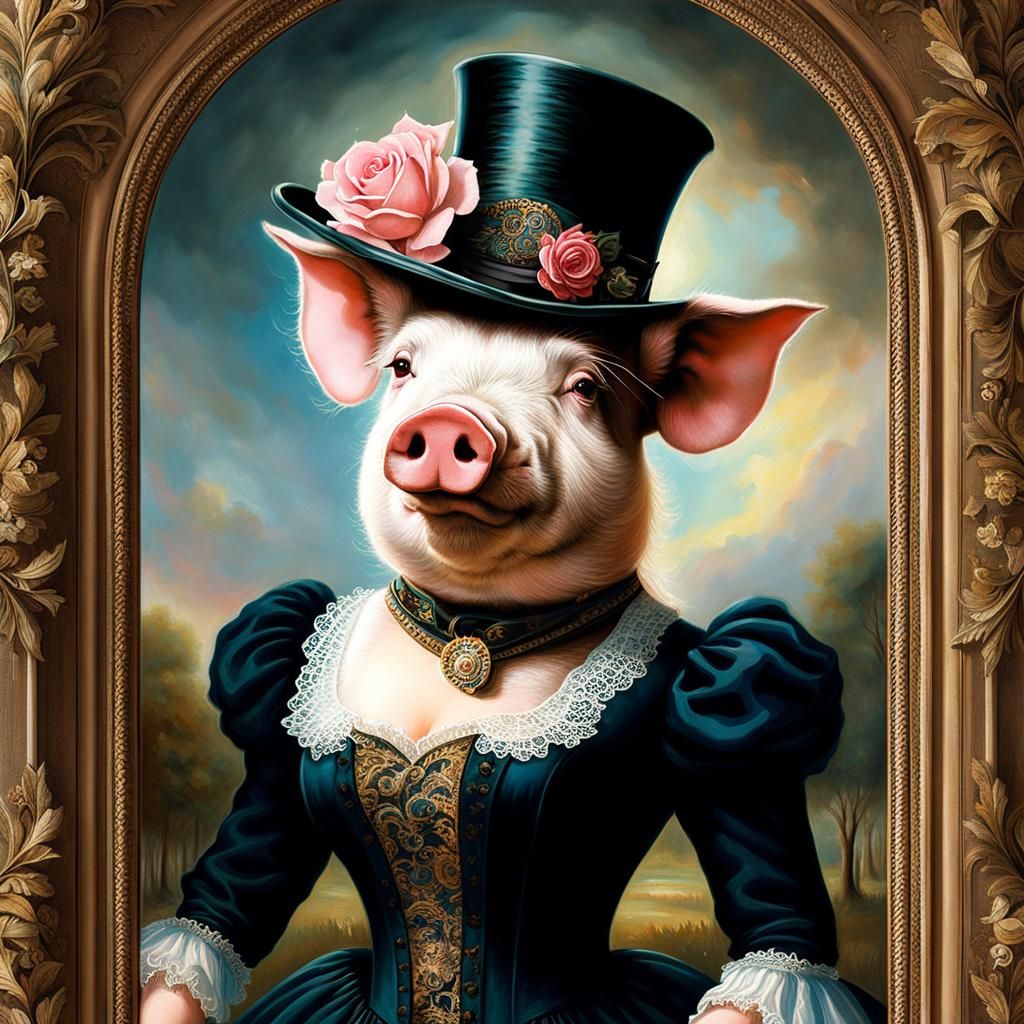 Victorian Pig Lady - AI Generated Artwork - NightCafe Creator