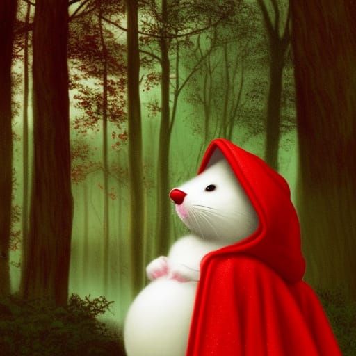 Cute and Fluffy White Mice on Red Riding Hood _ #06 - AI Generated ...