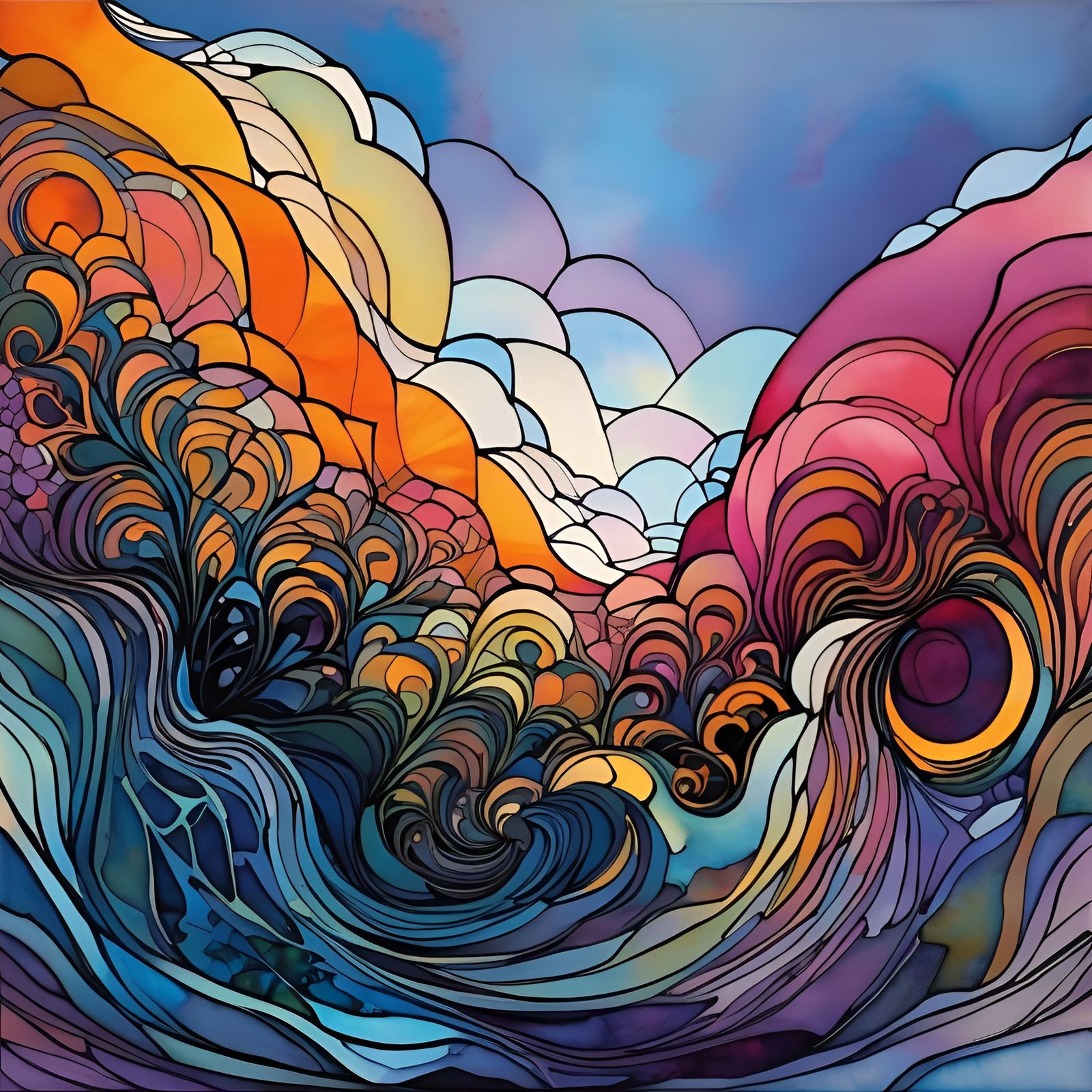 Tidal wave of colors - AI Generated Artwork - NightCafe Creator