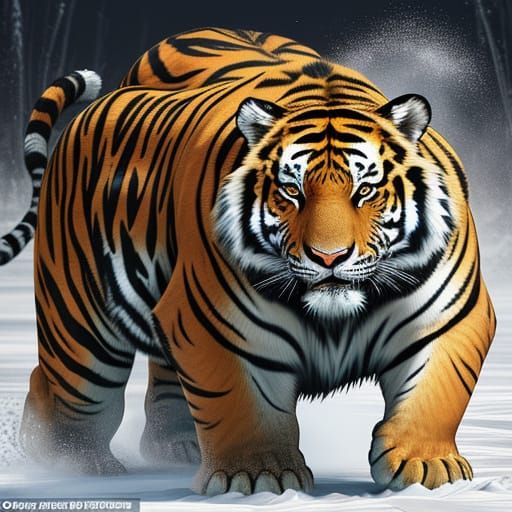 Weird Tiger - Gigantic Prehistoric Tiger in Arctic Habitat