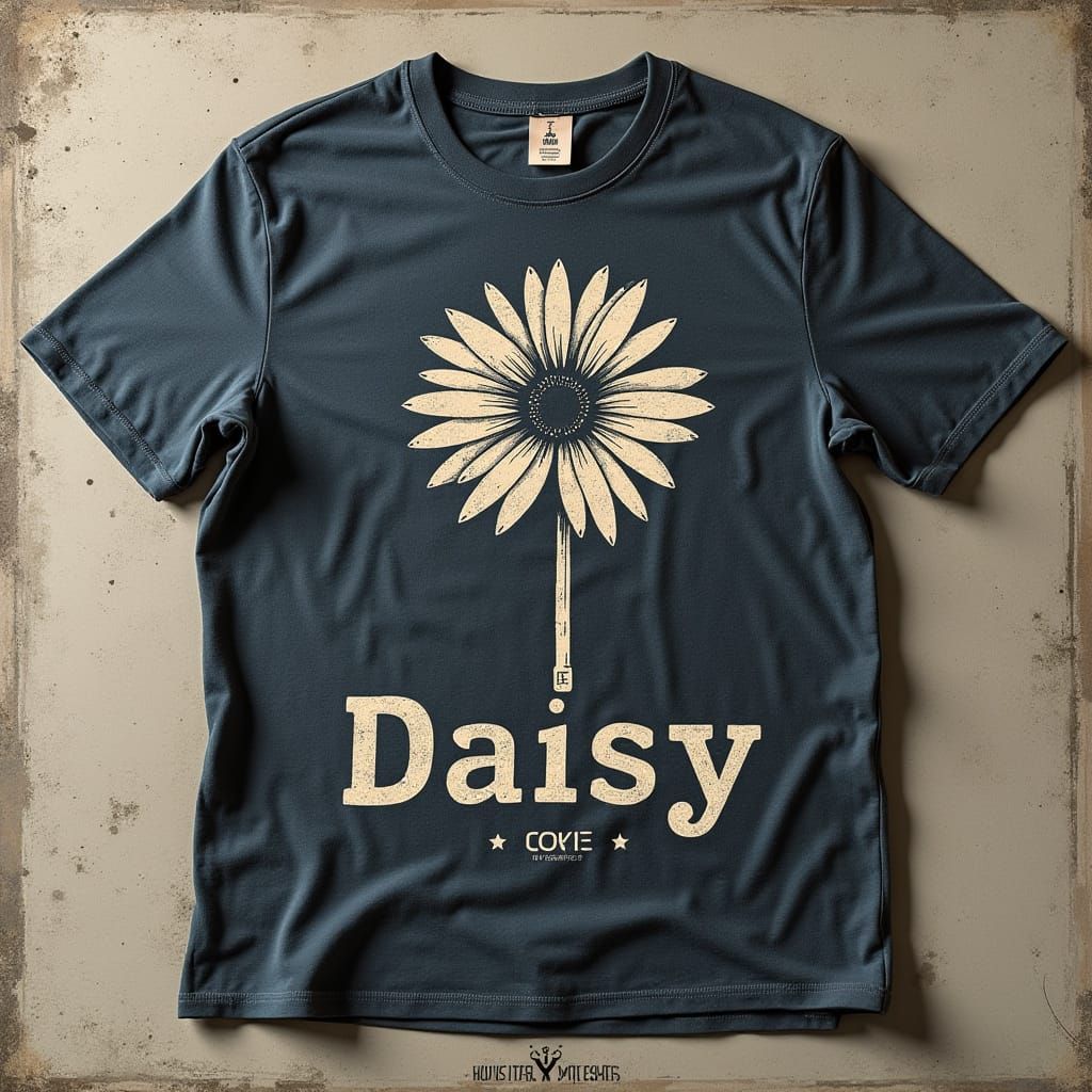DAISY T-SHIRT - Rugged Daisy Brand Logo in Industrial Letter...