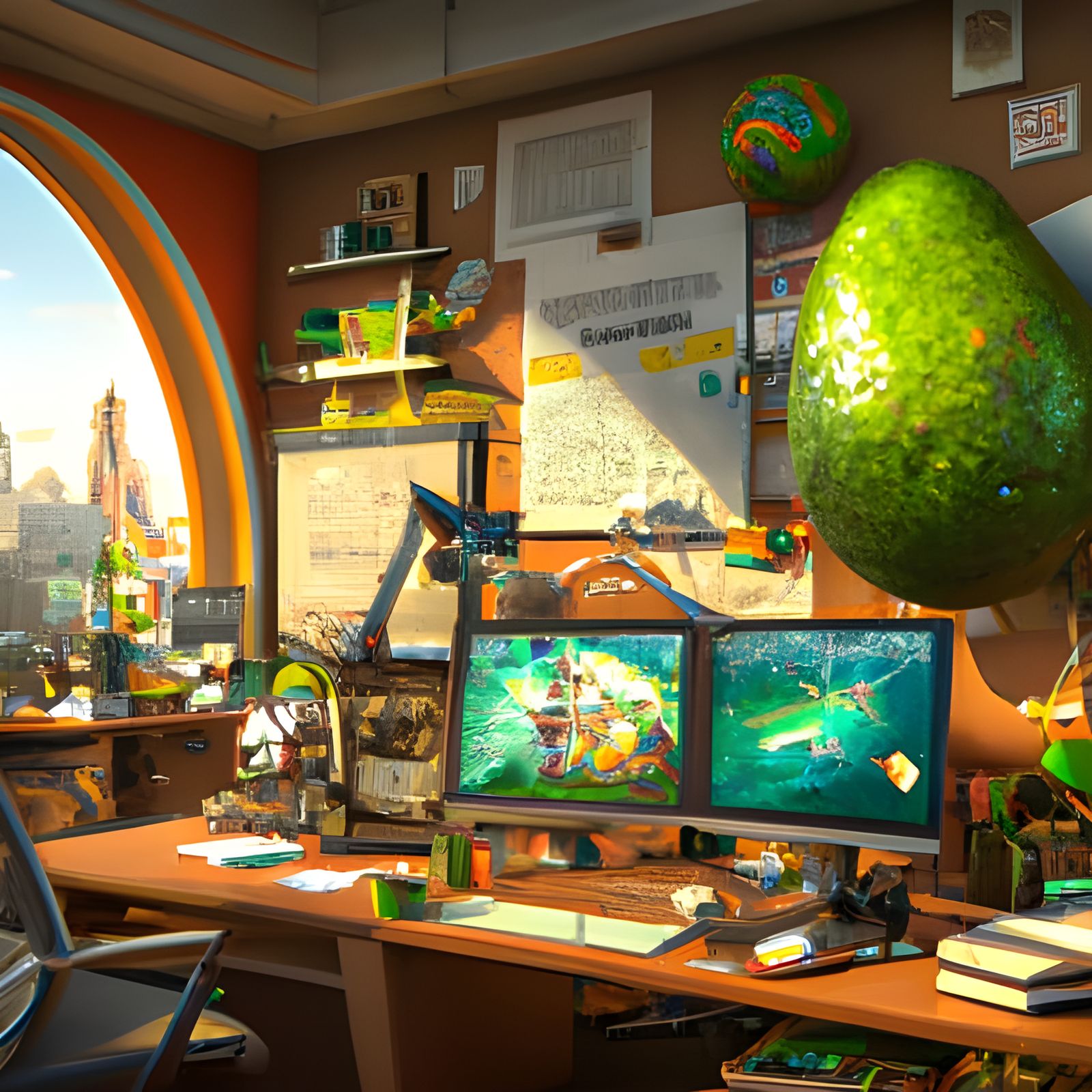 Avocado Programmer Office - AI Generated Artwork - NightCafe Creator