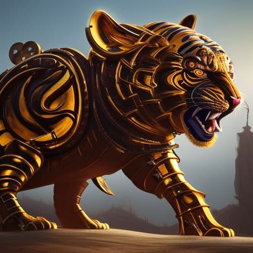 Clockwork Mechanical Tiger - AI Generated Artwork - NightCafe Creator