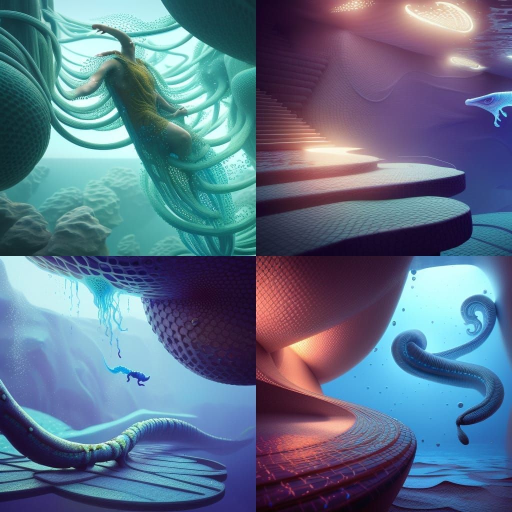 swimming in the 6 dimensional noumenon, meticulously detailed, 3d ...