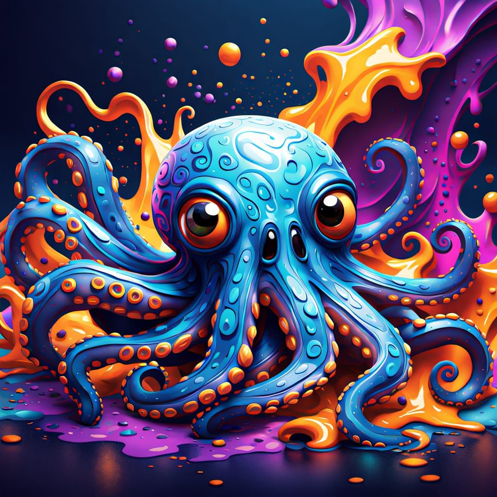 Vibrant Splash Art of Mr. Squishy Toes - AI Art