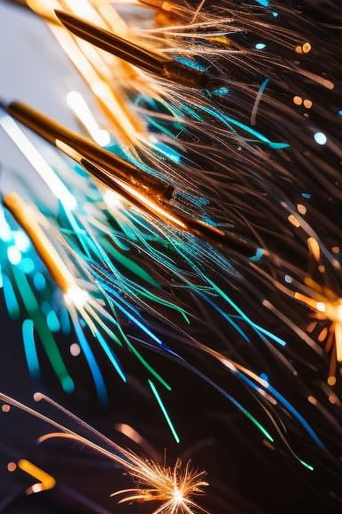 burning Sparklers with multiple colors surrounded by glowing detailed ...