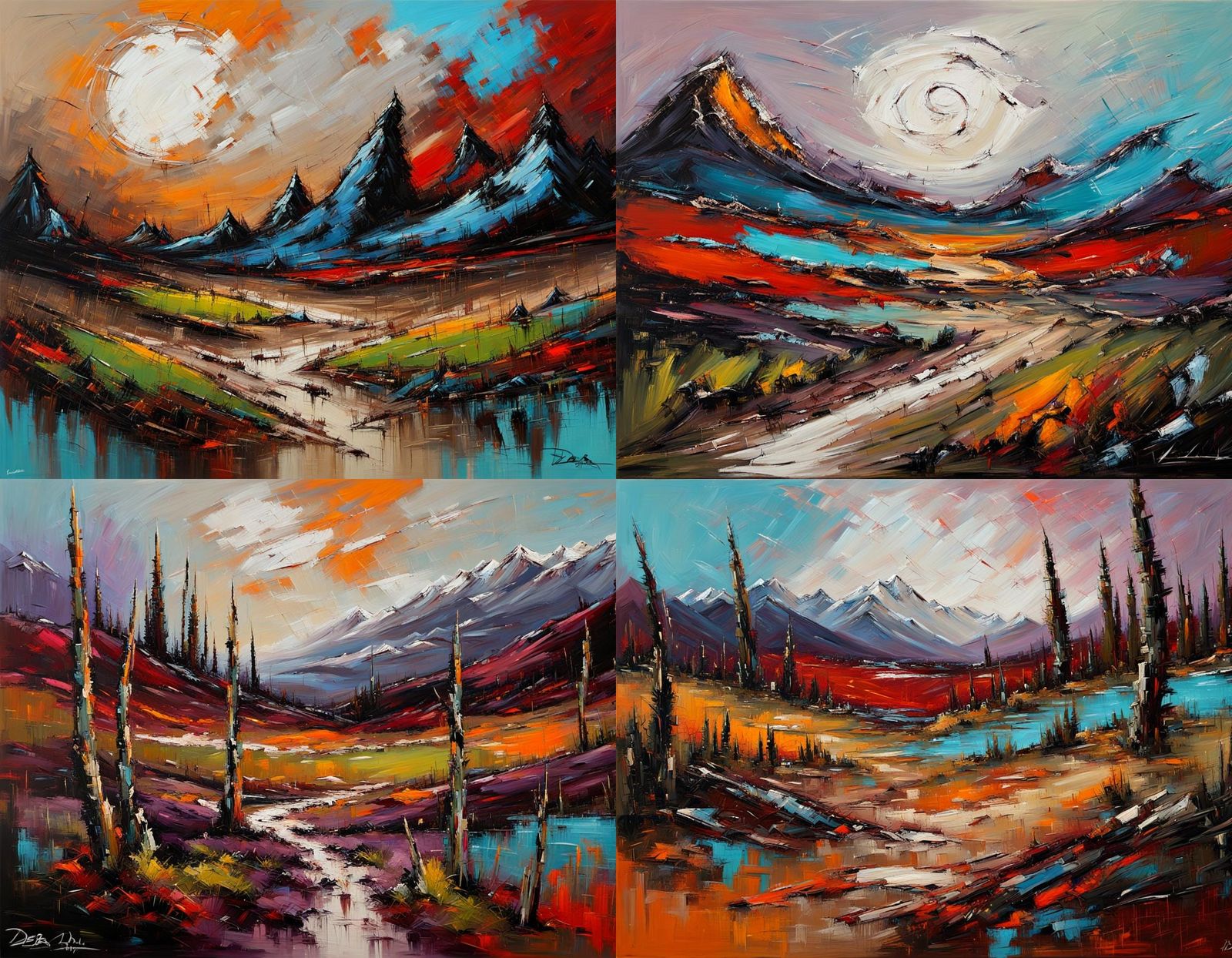 Tachisme Dynamic Brushwork, abstract alien landscape , rough strokes ...